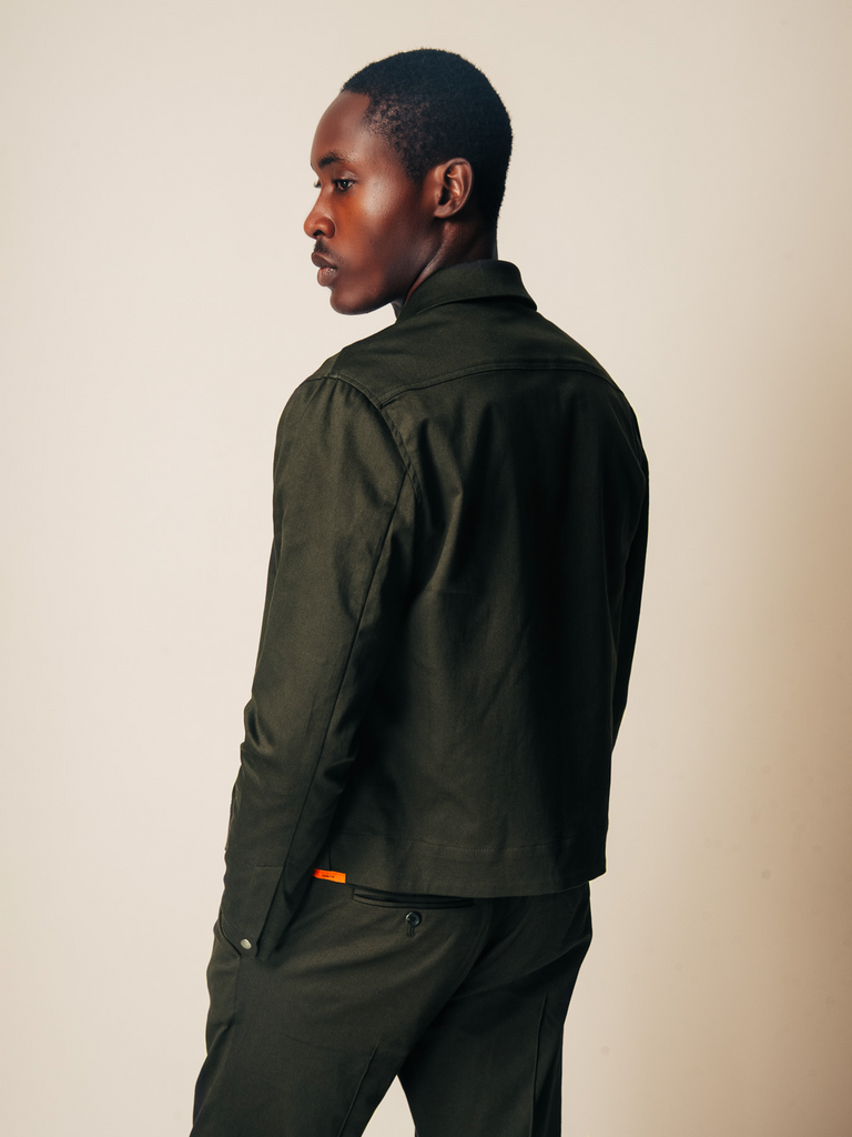 Orion Jacket in Olive Stretch Cotton | Versatility by SENECA