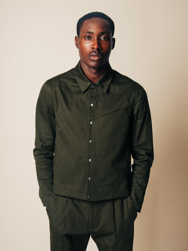 Orion Jacket in Olive Stretch Cotton | Versatility by SENECA
